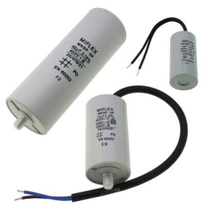 Starting capacitor Motor capacitor 2µF 250V 25x63mm Plug 2,8x0,8mm ICAR 2uF